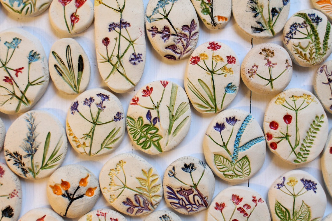 Botanical Table Decor Ceramic Cabochon Handmade Cabochons - Etsy