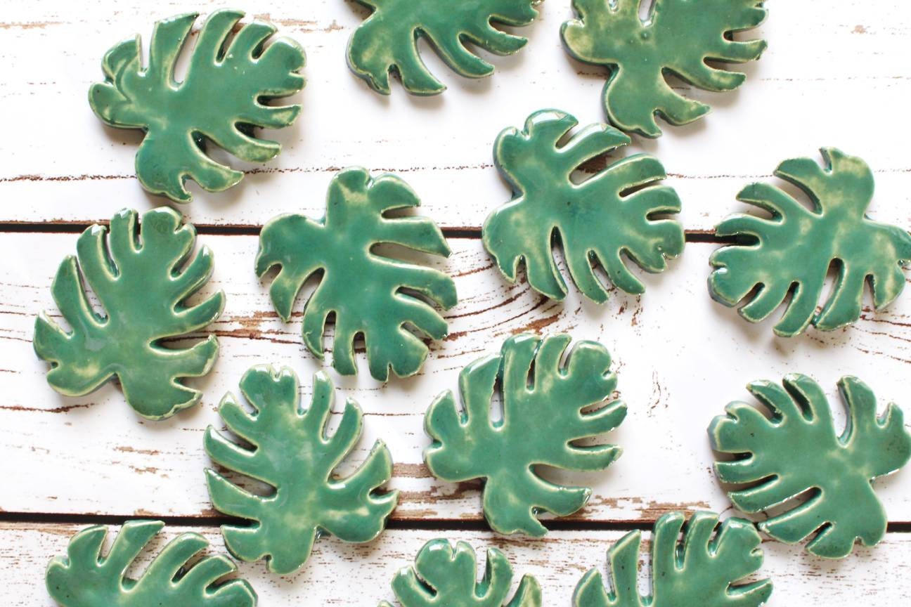 Nature decorations Monstera plant Monstera leaves Ceramic | Etsy