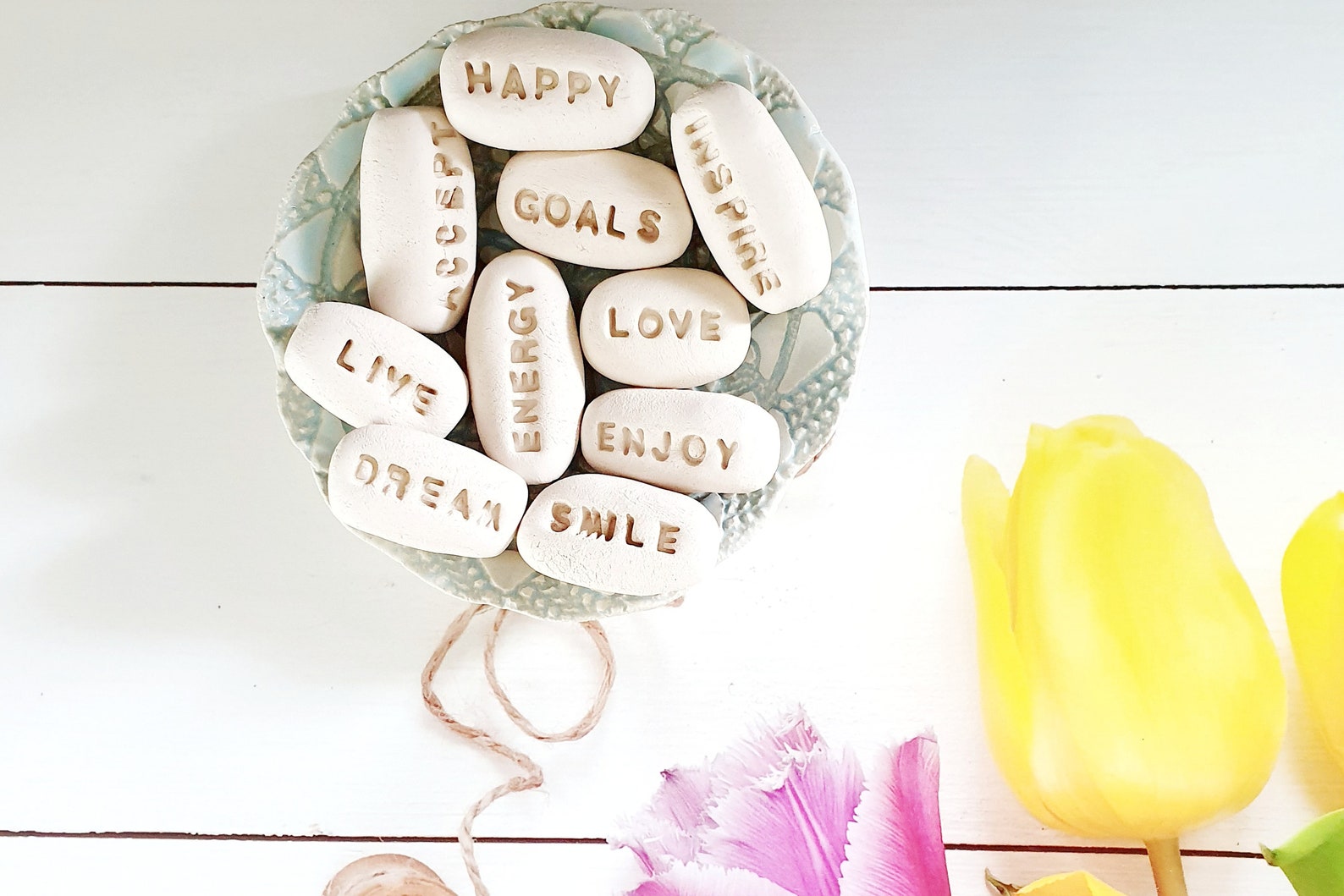 Engraved Stone Inspirational Stone Ceramic Stones Affirmation | Etsy