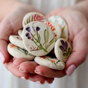 Botanical Table Decor, Ceramic Cabochon, Handmade Cabochons, Flower ...