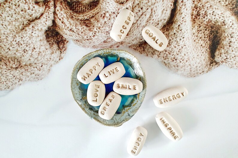 Engraved Stone Inspirational Stone Ceramic Stones Affirmation | Etsy