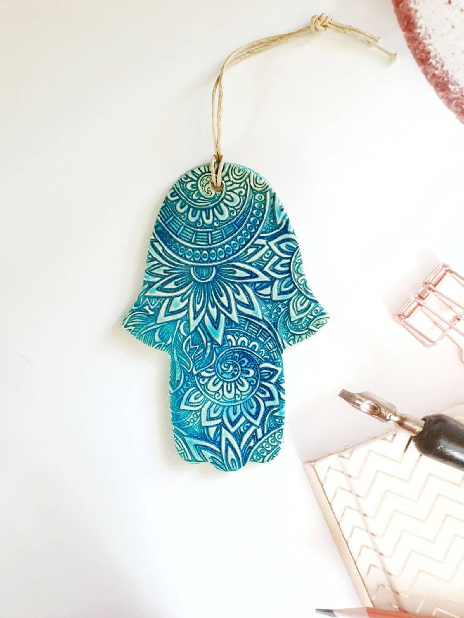 Handmade Turquoise Hamsa Ceramic Hamsa Decoration Israeli - Etsy