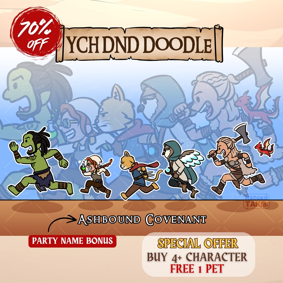 DND Party Doodle Art, Custom DND Fantasy Character, RPG, Ych Doodle ...