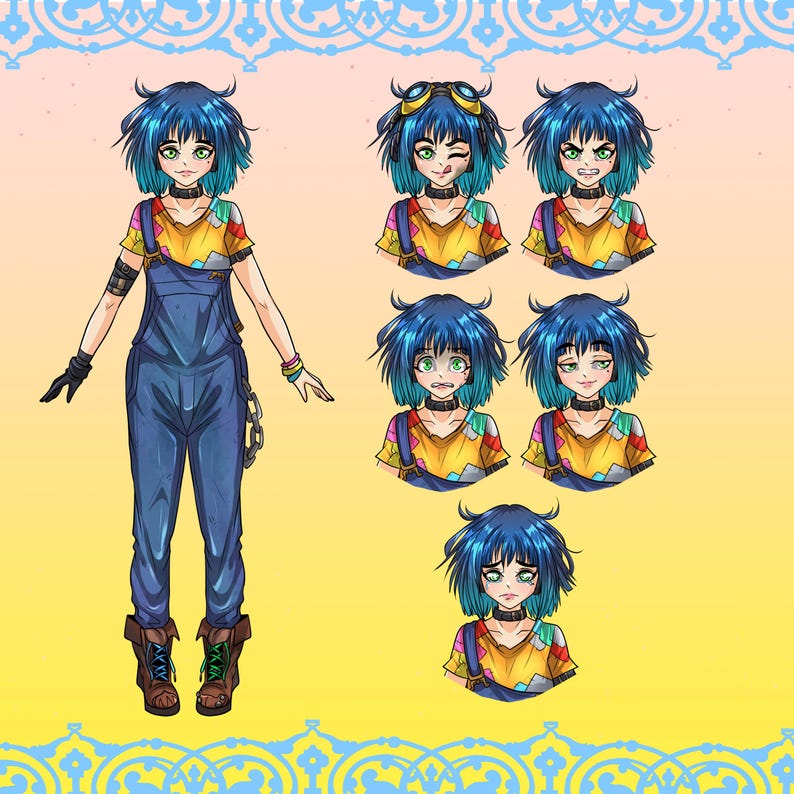 Custom Character Reference Sheet: OC, Vtuber Model Illustration ...