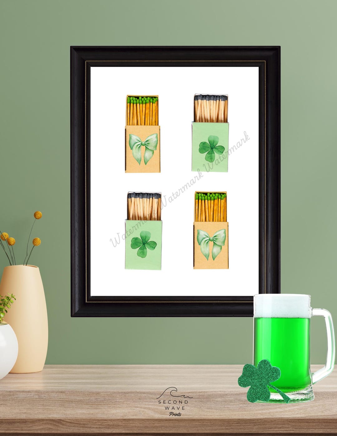 St Patricks Day Matchbook Poster Art, Green Matchbook, Digital Download ...