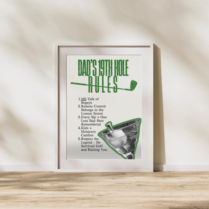 Dad's 19th Hole Rules Sign: Golf Man Cave Bar Decor (printable Digital ...