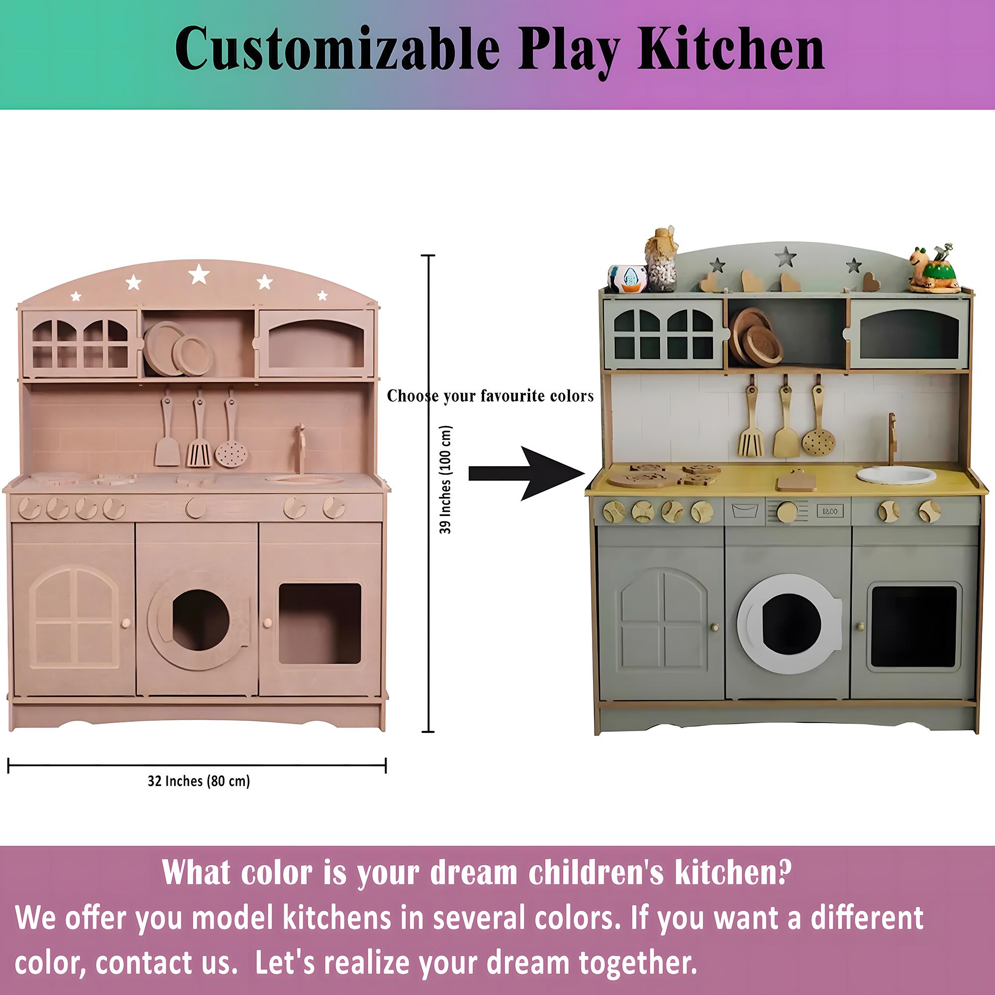 Custom Wooden Play Kitchen - Handcrafted Pretend Play Kitchen - Kitchen ...