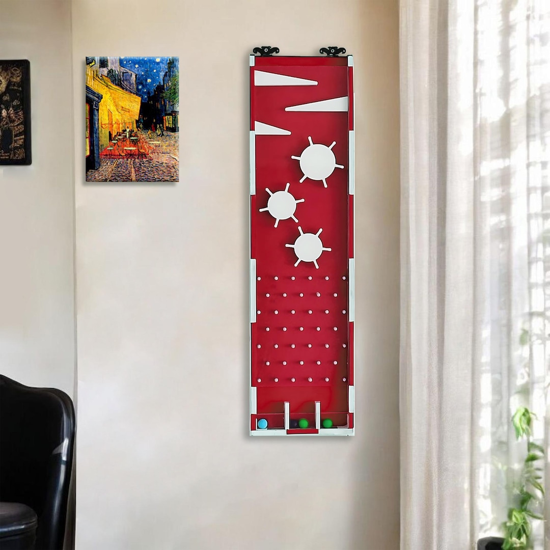 Red Wooden Wall Mounted Plinko - Lighted Plinko - Wall Games - Bar ...