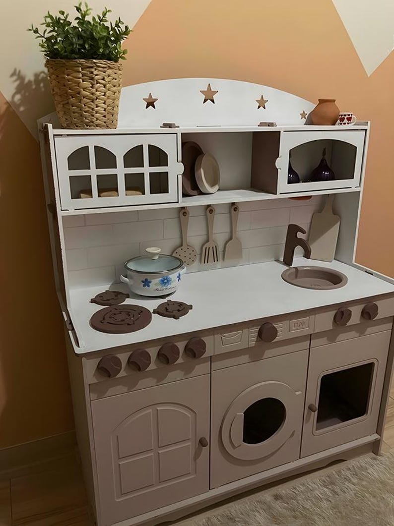 Handcrafted Wooden Play Kitchen - Pretend Play Kitchen - İndoor Play ...