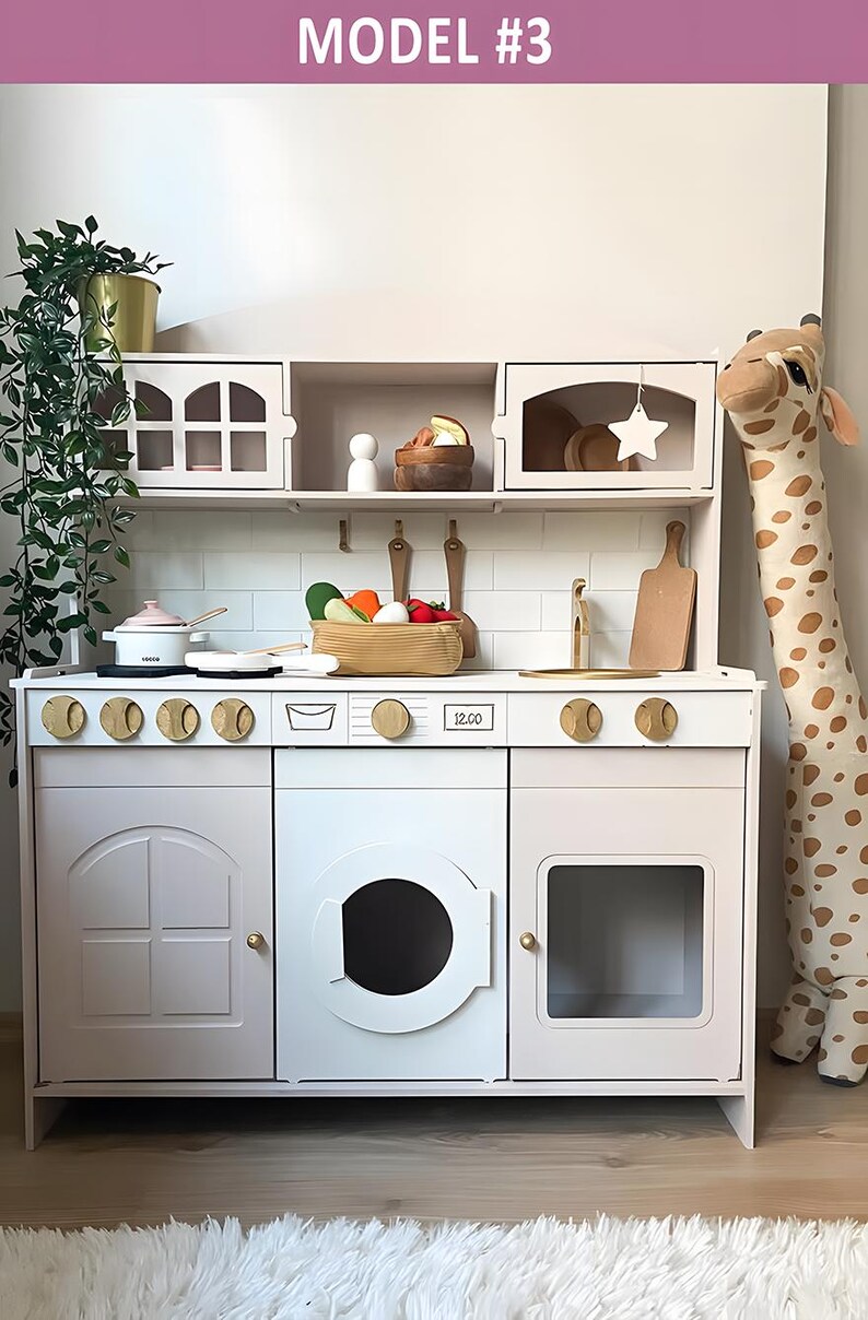Custom Wooden Play Kitchen - Handcrafted Pretend Play Kitchen - Kitchen ...