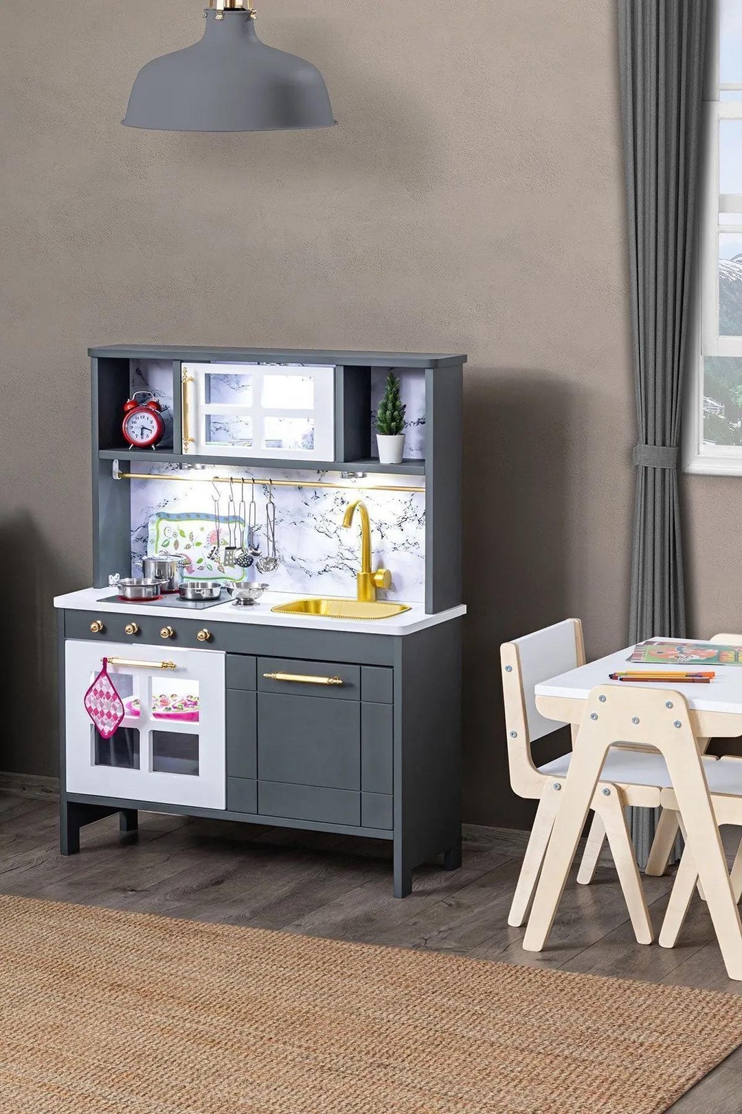 Luxury Wooden Play Kitchen - Montessori Play Kitchen - Pretend Play ...