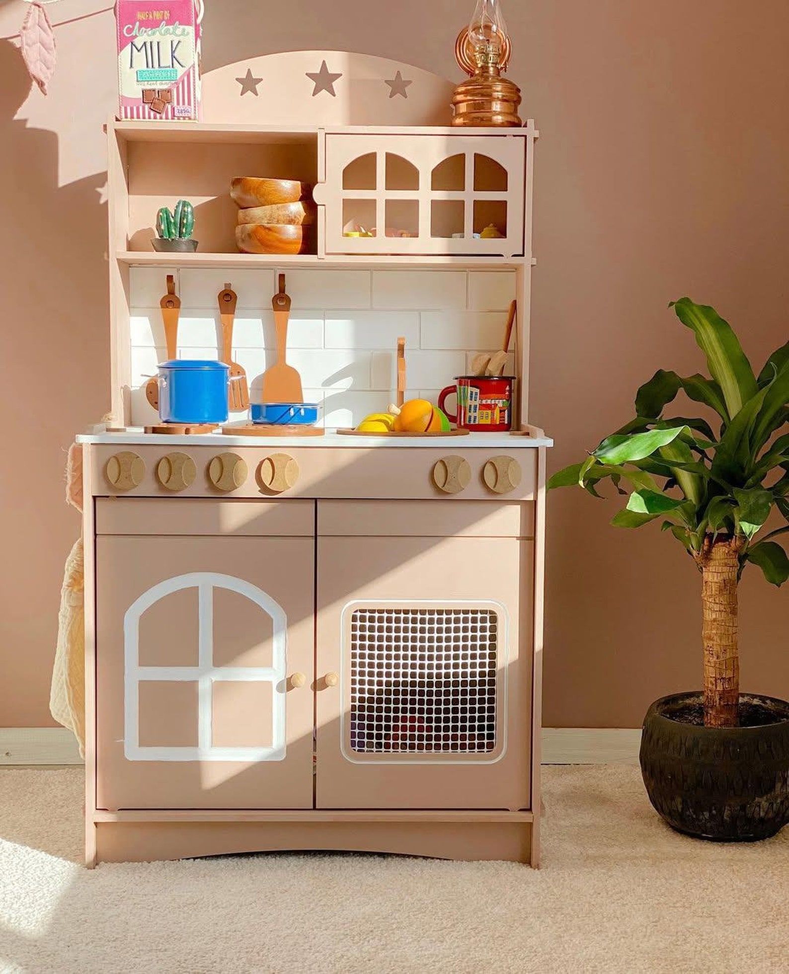 Handcrafted Wooden Play Kitchen - Pretend Play Kitchen - Kitchen for ...