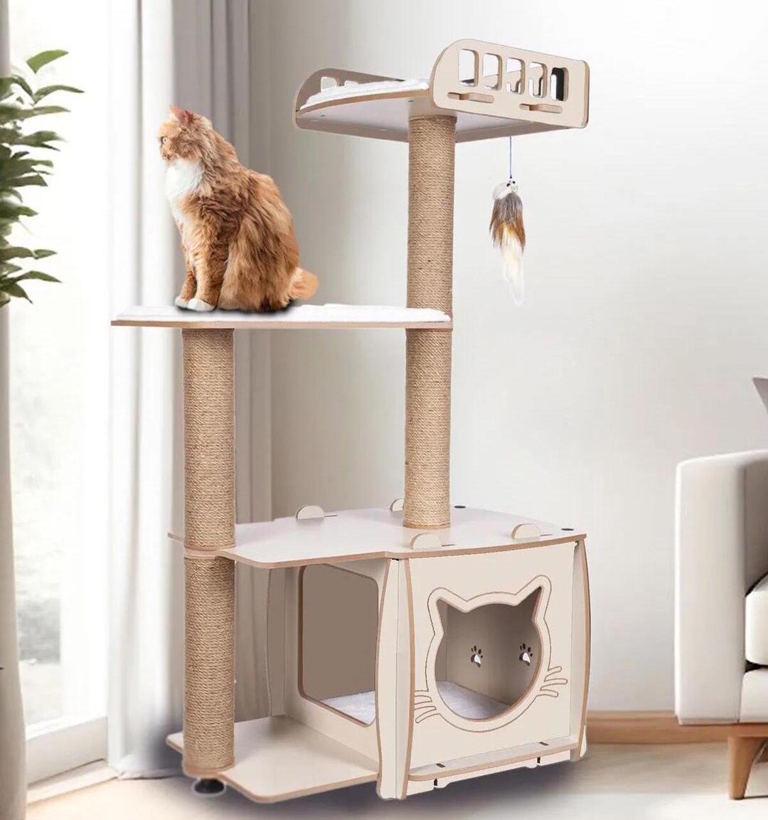 Custom Cat House - Wooden Cat House - Cat House Indoor - Modern Cat ...