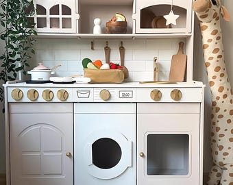 Custom Children's Wooden Play Kitchen - Handcrafted Pretend Play ...