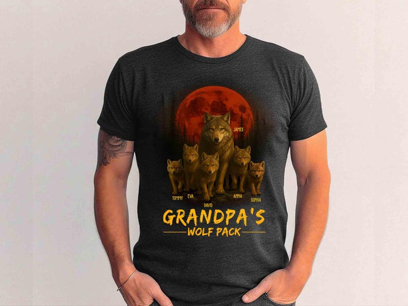 Papa’s Wolf Pack Family Personalized Custom Gift for Dad, Grandpashirt ...
