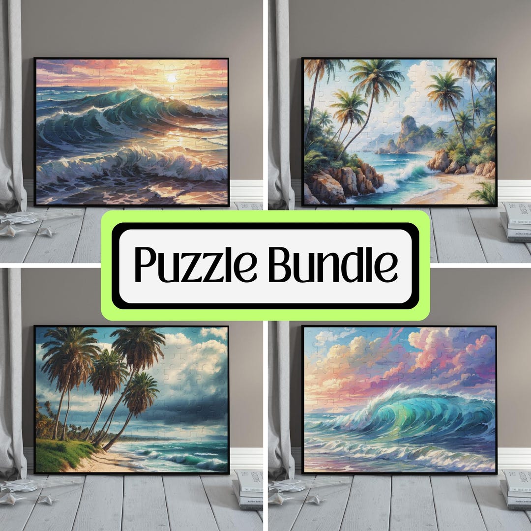 Vibrant Tropical Beach Scene Puzzle Bundle 120pcs 252pcs 500pcs Grandma ...