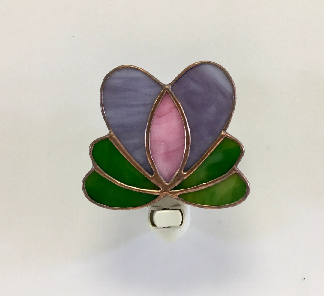 Lavender Purple Heart Stained Glass Night Light for Valentine's Day - Etsy