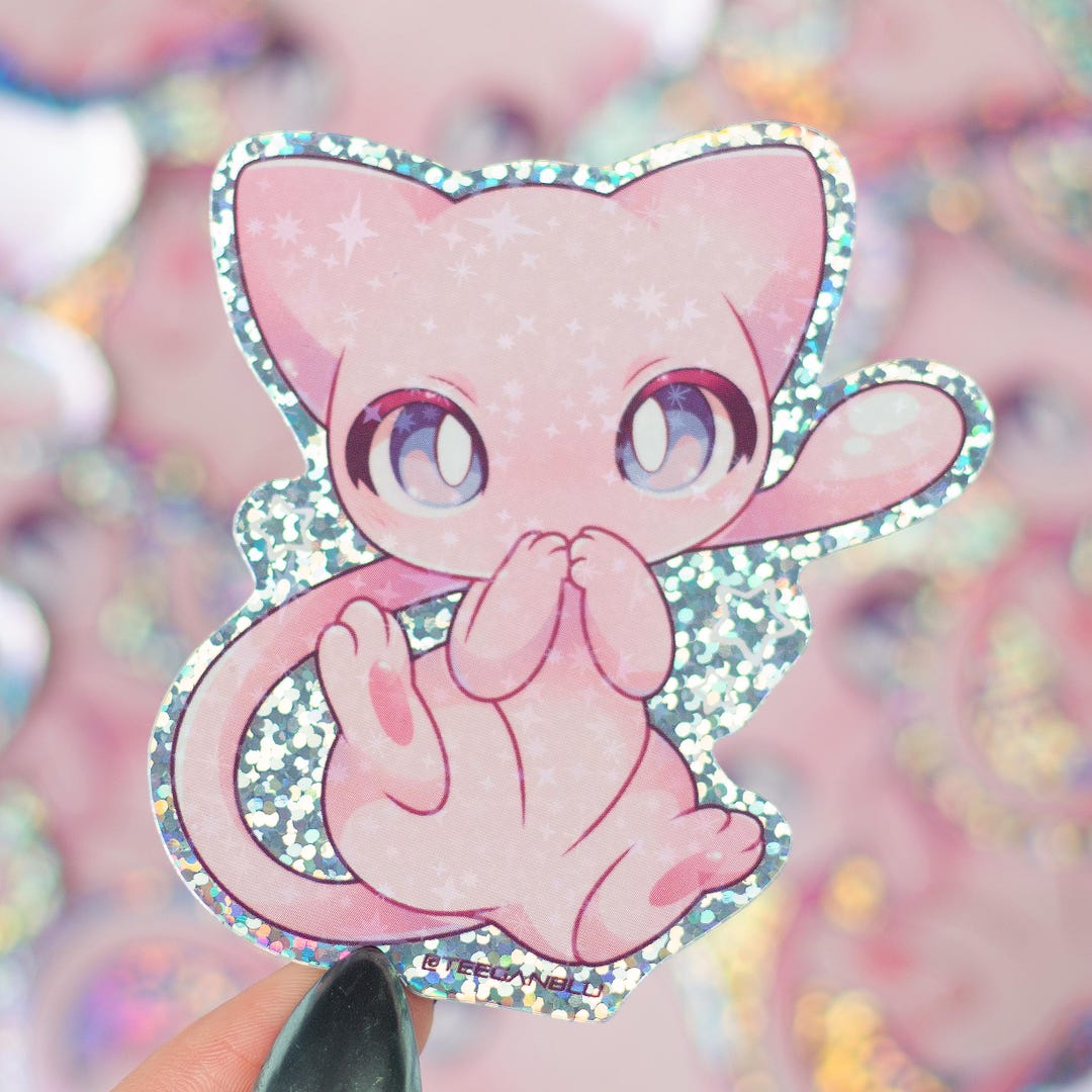 MEW STICKER Holographic Large 3 Inch Vinyl Sticker | Gifts for Gamers ...