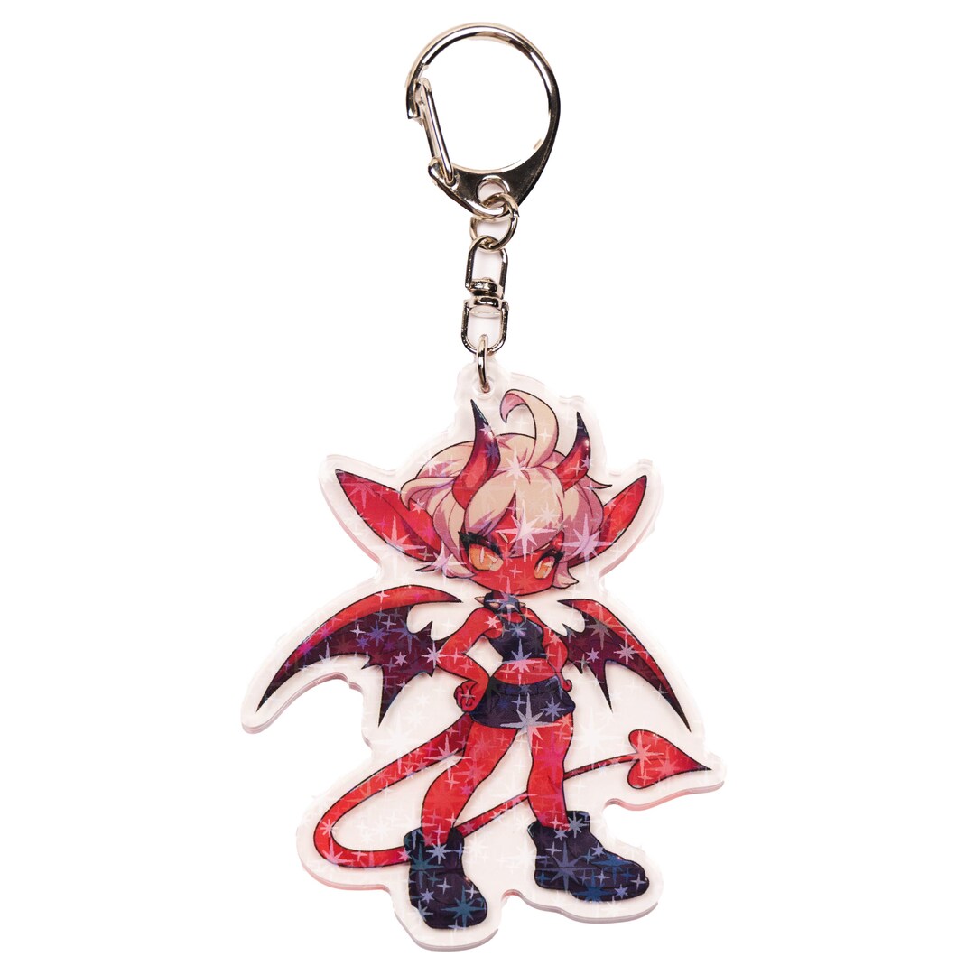 Succubus Imp Girl Keychain | Holographic Acrylic Charm, Anime Merch - Etsy
