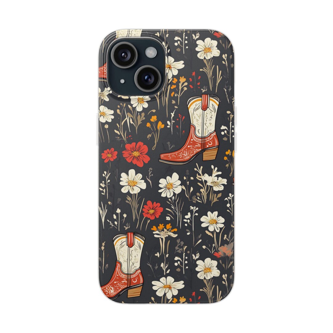 Cowboy Boots Floral Flexi Case, Rustic Phone Cover, Western Style ...