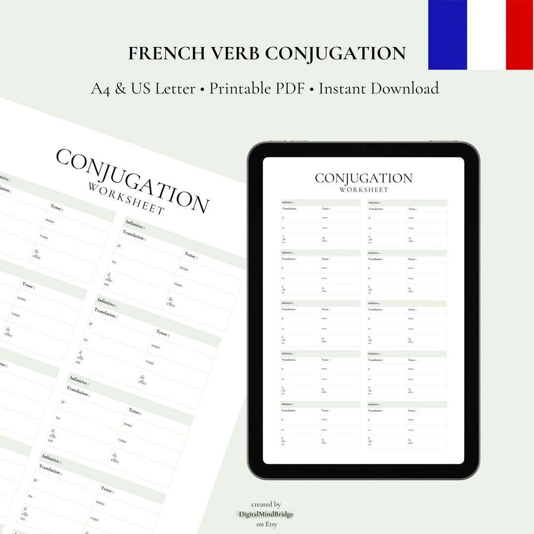 French Language Verb Conjugation Language Learning Student Digital ...
