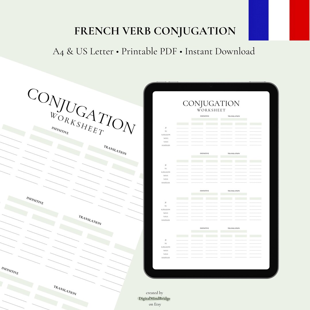 French Language Verb Conjugation Language Learning Student Digital ...