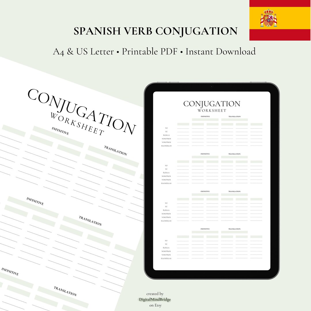 Spanish Verb Conjugation Sheet Foreign Language Learning Student ...