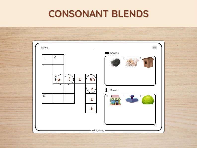 Digraph Ck, Sh, Ch, Th, Wh, Printable Crossword in Elkonin Boxes ...