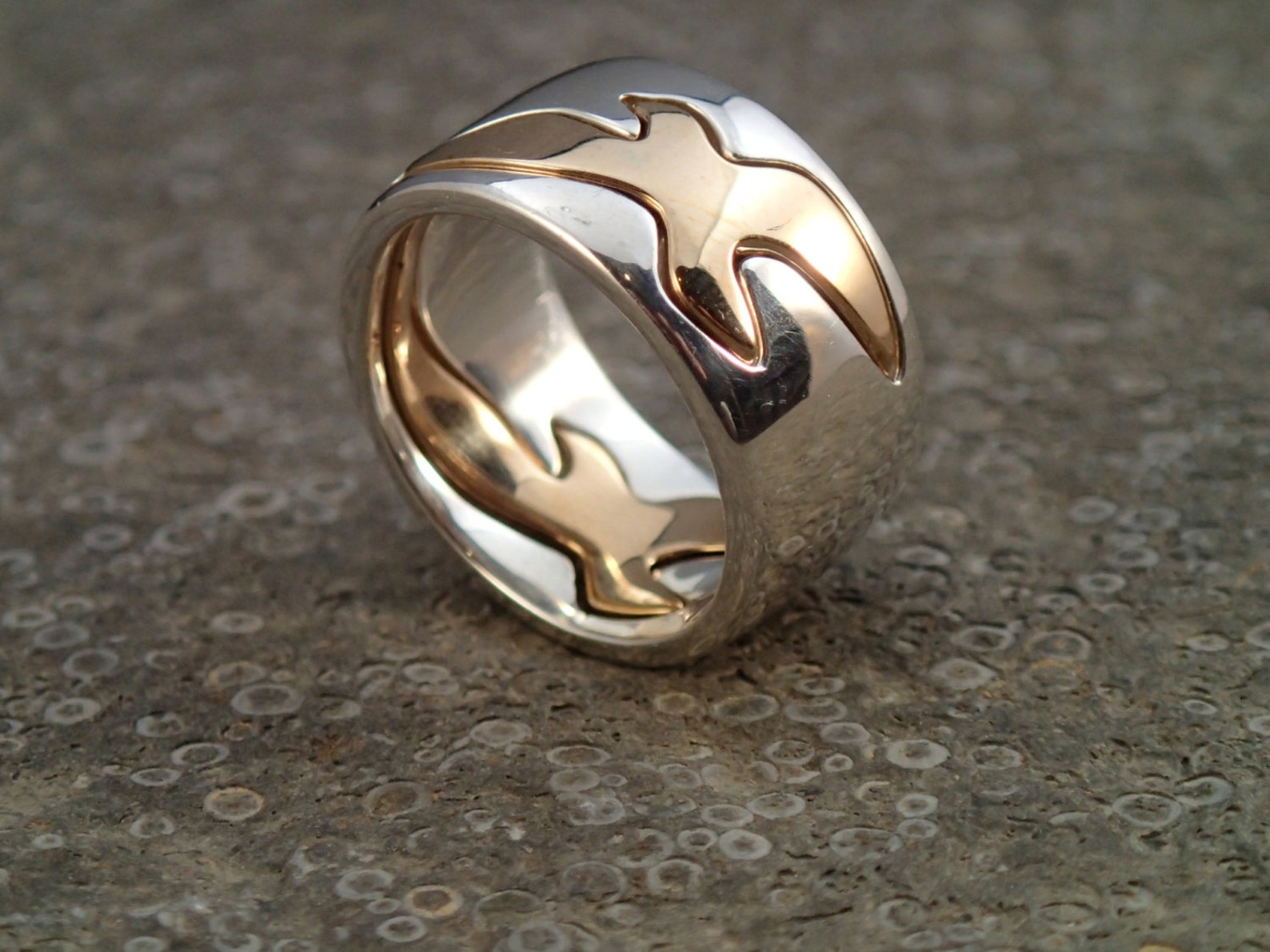 Bird Ring sterling and Bronze - Etsy