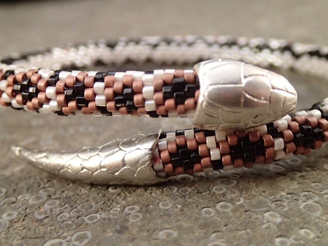 Ball Python Snake Bead Crochet Bracelet - Handmade Art Jewelry - Etsy