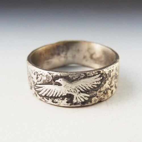 Silver Hawk Ring Handmade Art Jewelry | Etsy