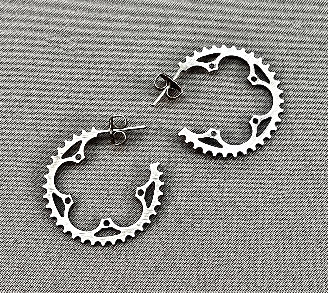 Bicycle Chain Ring Hoops - Titanium or Stainless Steel - Etsy