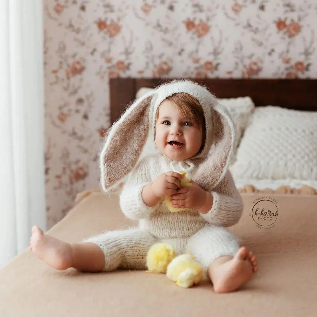 Bunny Costume - Hat and Romper, Bunny Outfit, Easter Costume, Baby ...