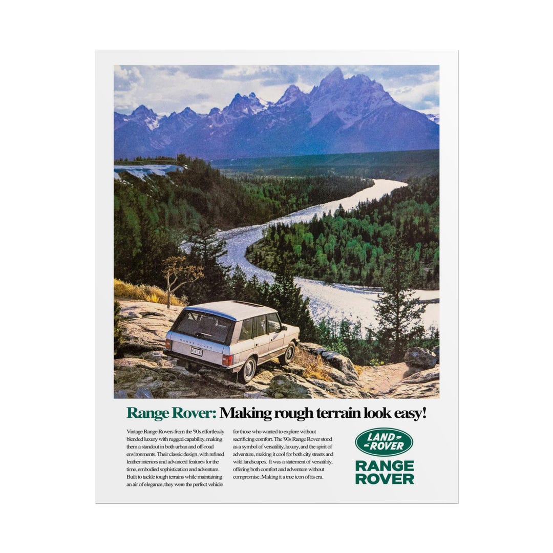 Vintage Range Rover Poster Classic 4x4 SUV Wall Art, Retro Off-road ...