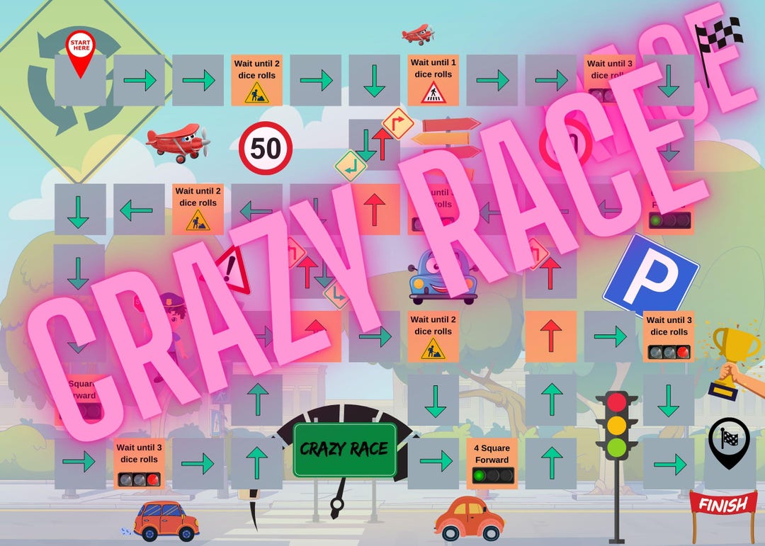 Crazy Race, Family Board Games, Kids Game, Kids Challenge Board Game ...