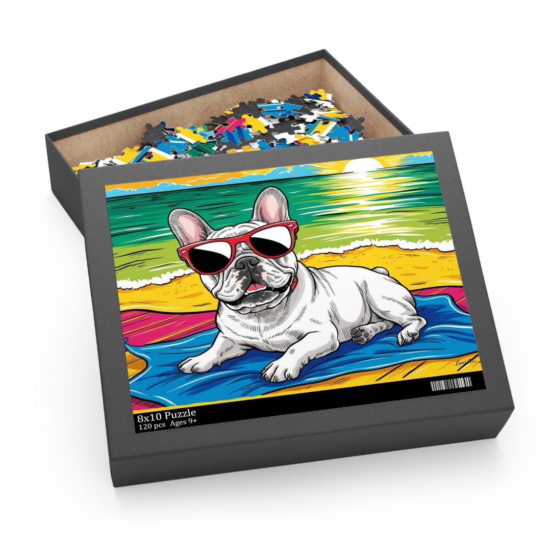 Beach Vibes Dog Puzzle, Summer Fun Puzzle, Pet Lover Gift, French ...