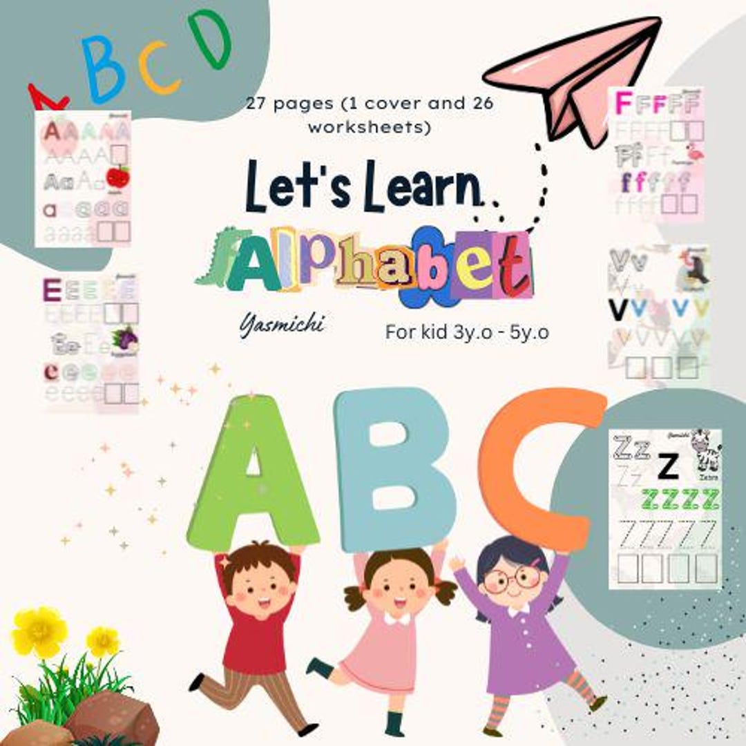 Let's Learn Alphabet - Worksheet Activity Kids - Etsy