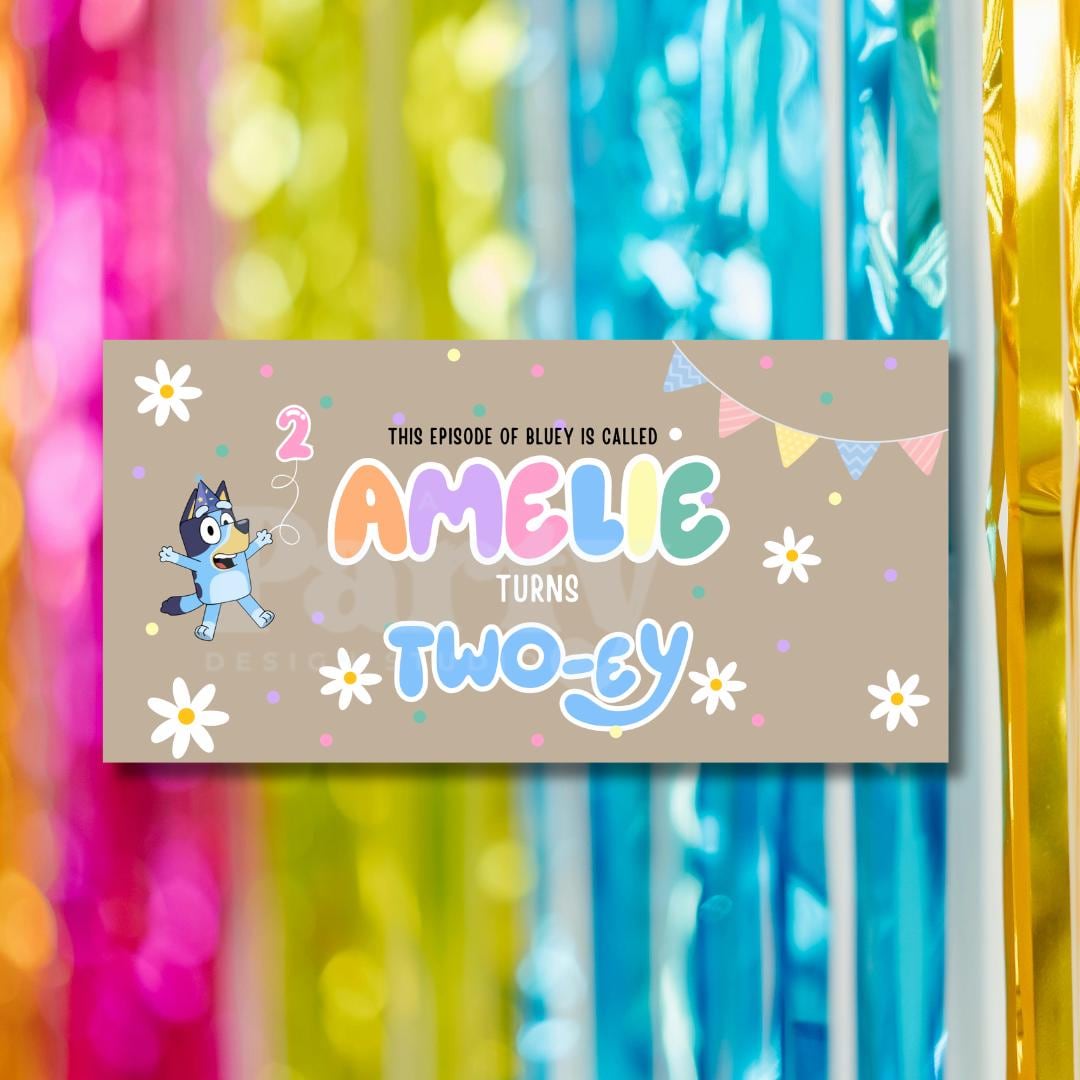 Hand-painted Party Banner Template – DIY Birthday Sign - Bluey Inspired ...