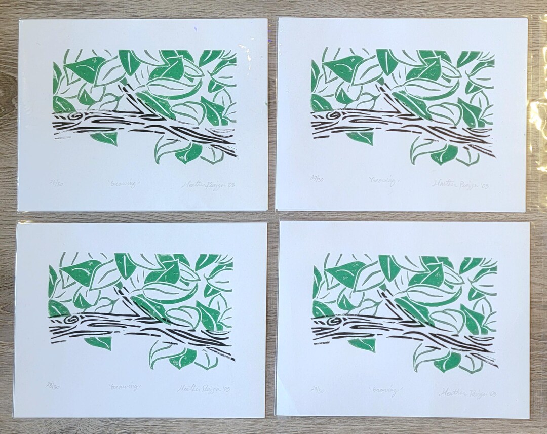 Growing, Piazza Art, Linoleum Block Print, Hand Pulled Print, Limited ...