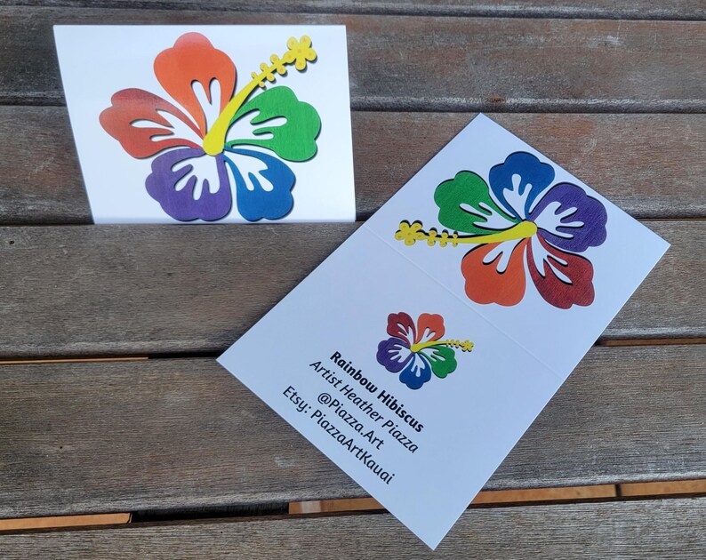 Rainbow Hibiscus Greeting Card by Piazza Art, Tropical Card, Exotic ...
