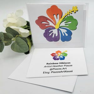 Rainbow Hibiscus Greeting Card by Piazza Art, Tropical Card, Exotic ...