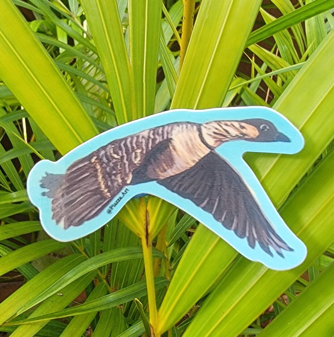 Flying Nene Vinyl Sticker, State Bird of Hawaii Art by Piazza Art ...