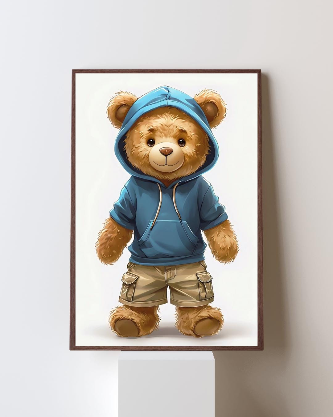 Stylish Bear in Hooded Sweater, Retro Luxury Digital Art, Vintage ...