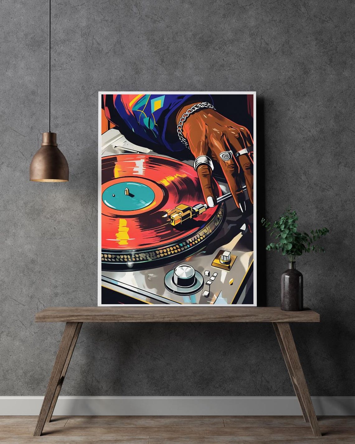 Retro DJ Turntable Art Print: Colorful Hip Hop Music Decor (digital ...