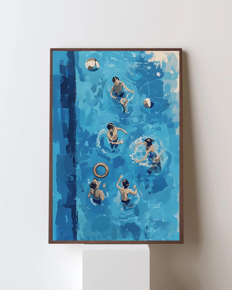 Vintage Swimming Pool Print: Retro Family Summer Wall Art (digital ...