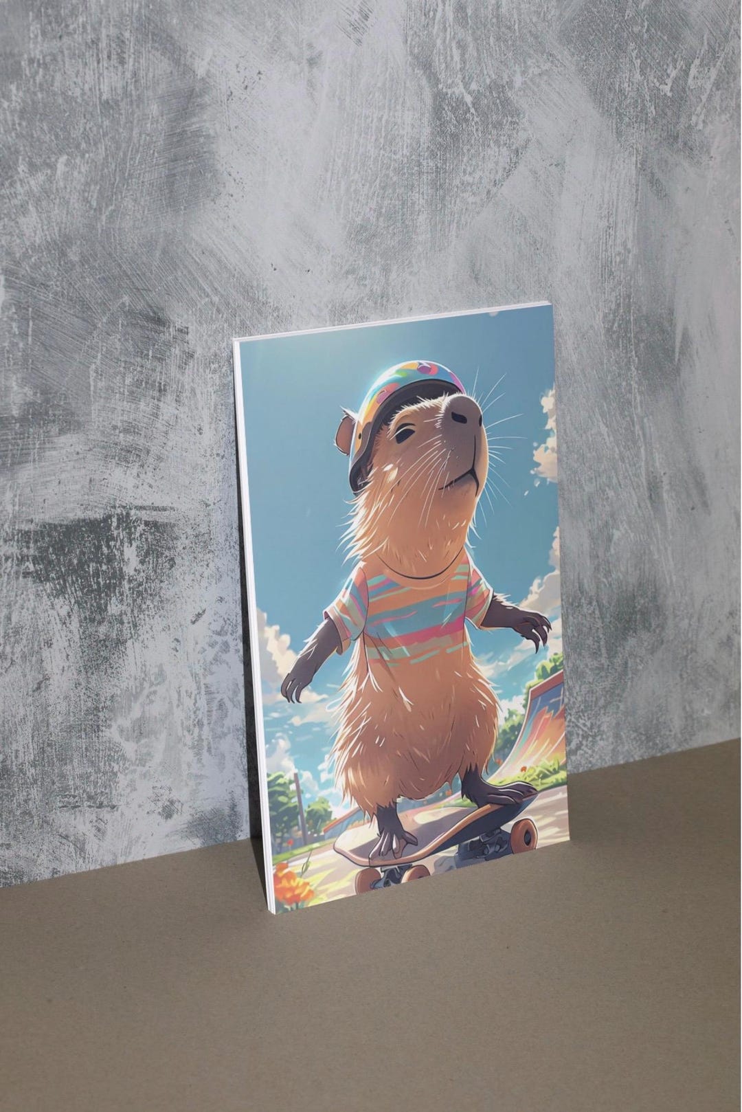 Skating Capybara Print, Capybara Skateboarding Poster, Digital Wall Art ...