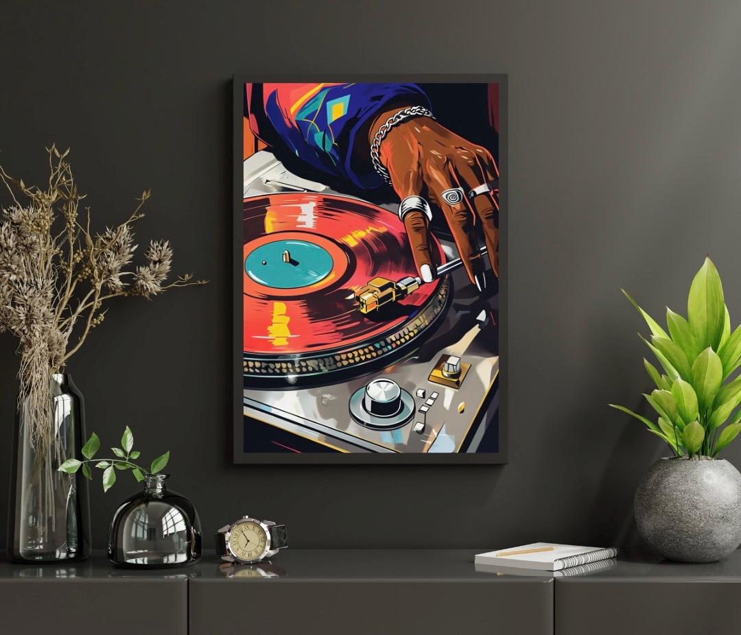 Retro DJ Turntable Art Print: Colorful Hip Hop Music Decor (digital ...