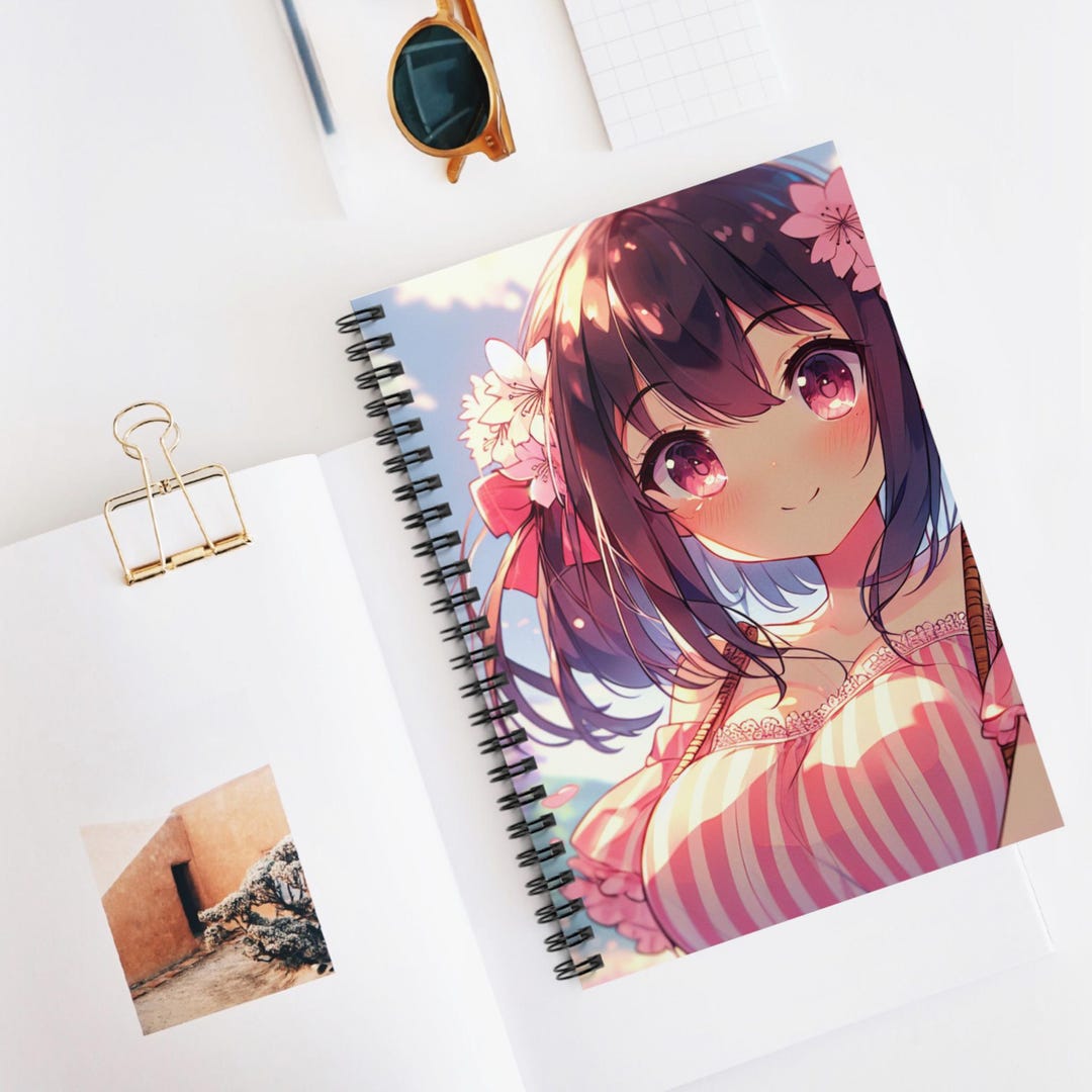 Cute Anime Girl Spiral Notebook Perfect for Note-taking, Journaling, or ...