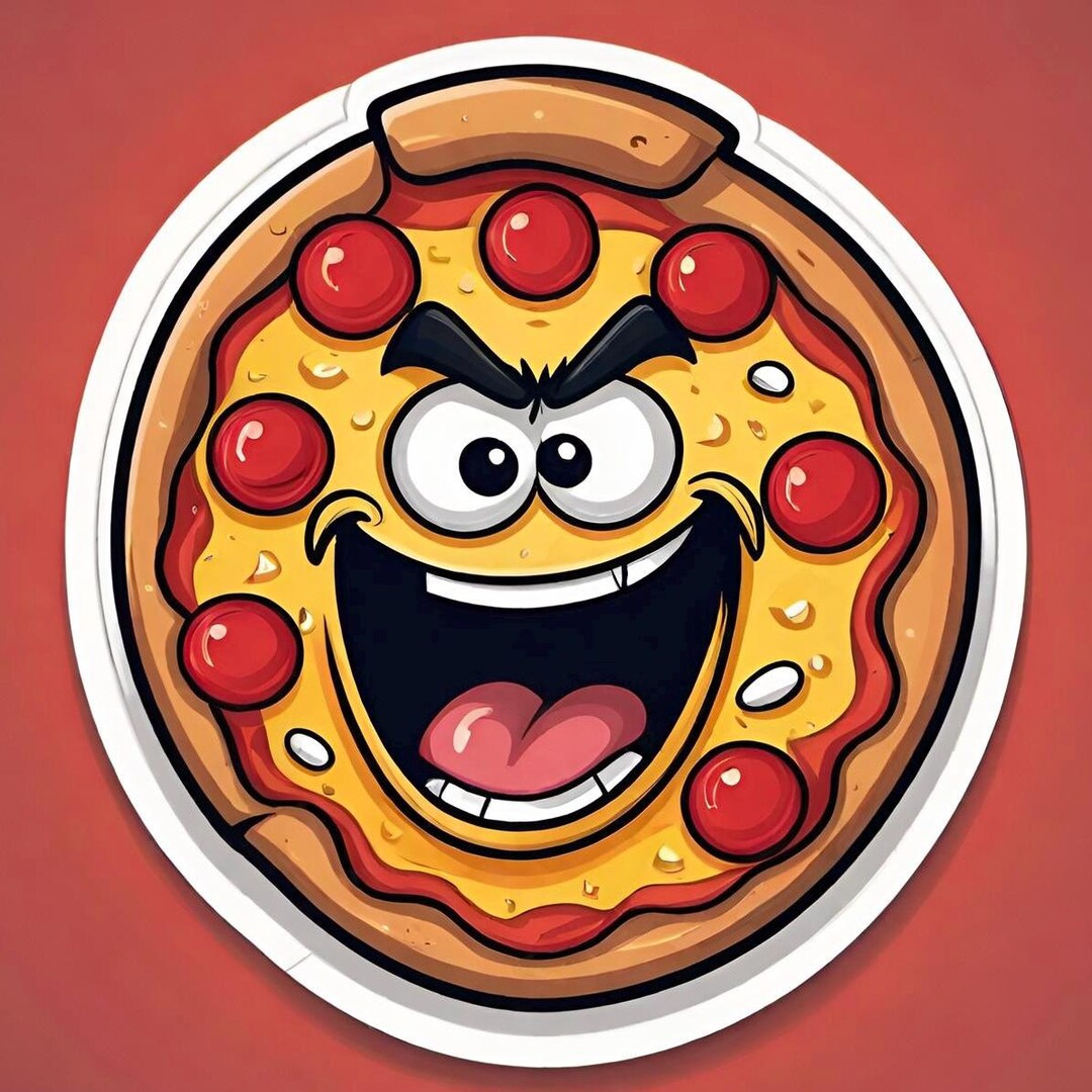ANGRY PIZZA Vinyl Decals Cute Cartoon Stickers for Laptops, Water ...