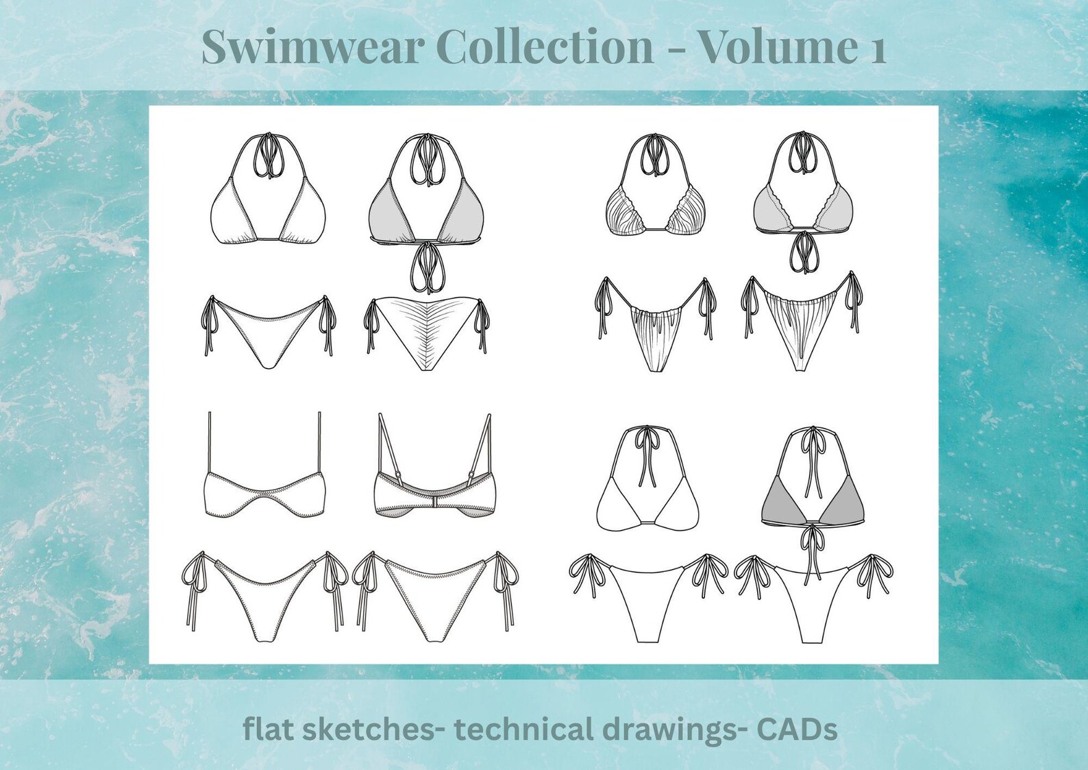 Swimwear Flats Drawings Fashion Design Flat Sketches Technical ...